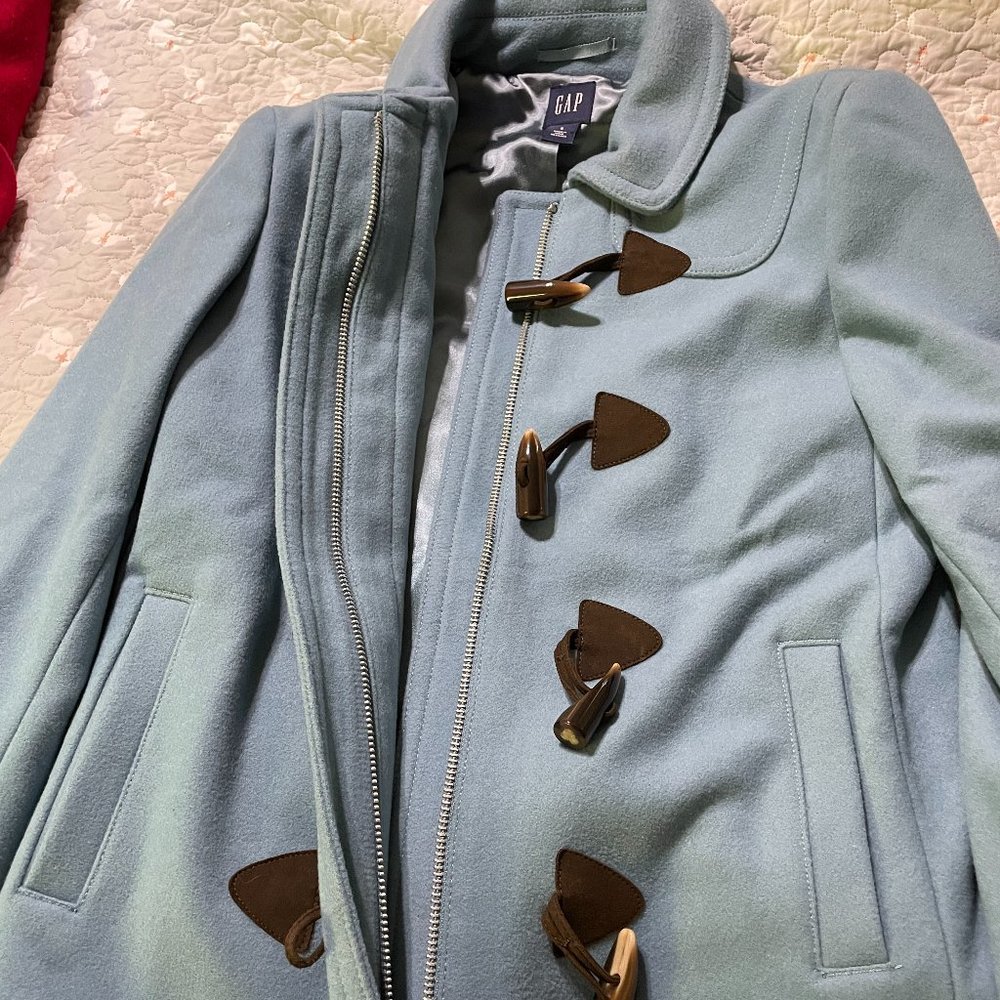 Robins Egg Blue Gap Wool Duffel Coat Looks New S - Gem